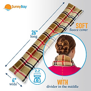 SunnyBay Microwave Heating Pad, Microwavable Moist Heated Neck and Shoulder Wrap, Versatile Weighted Beanbag Cold Pack or Warm Compress for Pain Relief, 26x4 Inches, London