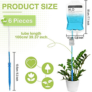 6 Pcs Plant Drip Irrigation Bag 350ml Automatic Plant Waterer Plant Watering Devices System Waterer with Adjustable Valve Switch for Indoor Outdoor House Potted Plant Support Gardening System Kit