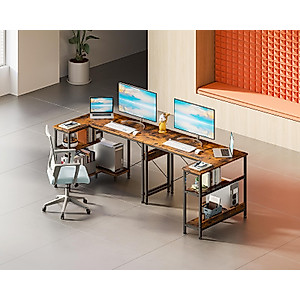 ODK 40 Inch Small L Shaped Computer Desk with Reversible Storage Shelves, Corner Desk with Monitor Stand for Small Space, Modern Simple Writing Study Table for Home Office, Rustic Brown