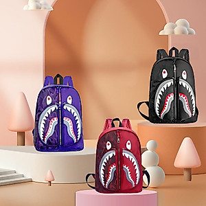 YAWOUM Anime Backpack School Backpacks Shark Waterproof Travel Daypack For Teens Boys Girls Outdoors Casual Backpack,15.7inch, Black