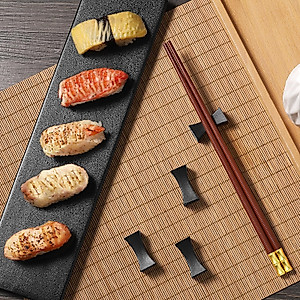 Youda 10PCS Chopstick Rests Alloy Chopsticks Holders for Holding Spoon Forks Knives(Black)