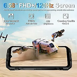 DOOGEE V30T 2023 5G Unlocked Smartphone, 20GB+256GB Rugged Smartphone, 66W/10800mAh Battery Cell Phone, 120Hz 6.58" 108MP Camera Rugged Phone, Dual Speakers, Night Vision, IP68 Waterproof, NFC, OTG
