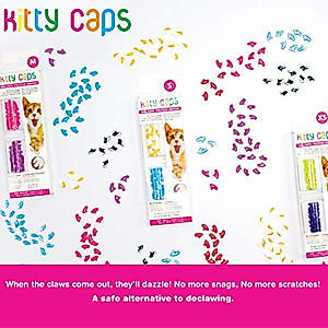 Kitty Caps Nail Caps for Cats | Safe, Stylish & Humane Alternative to Declawing | Covers Cat Claws, Stops Snags and Scratches, Small (6-8 lbs), Hot Purple & Hot Pink