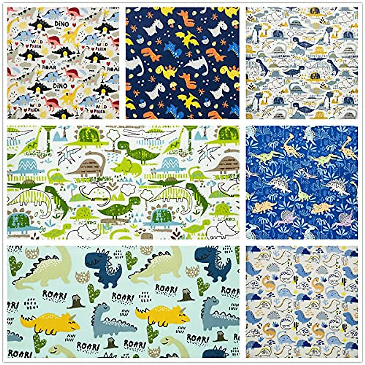 Dinosaur Cotton Fabric Squares for Baby Boy,Charm Packs for Quilting 5 inch,Fabric Scraps for Crafts,Precut Quilt Squares 5x5 (42Pcs) SZRUIZFZ