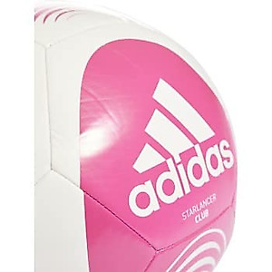 adidas Unisex Starlancer Club Soccer Ball, White/Shock Pink, 4