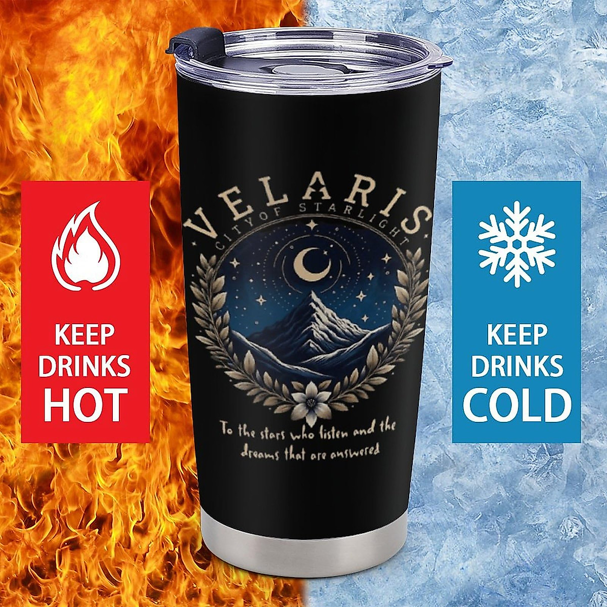Velaris City Of Starlight Tumbler Acotar The Night Court Bookish 20 Oz Stainless Steel Insulated Tumblers with Lid And Straw Bookish Acotar Travel Coffee Mug Gifts