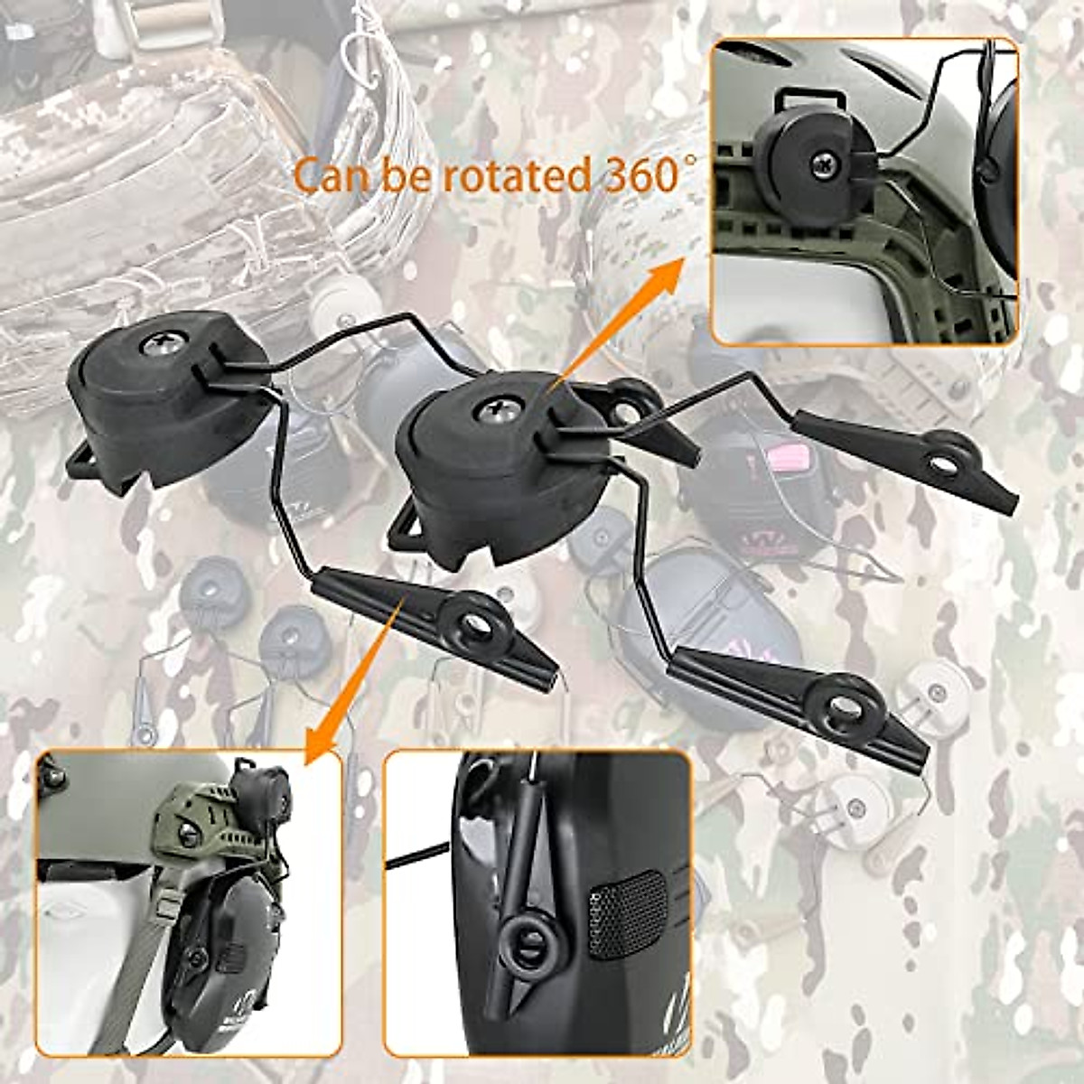 COMBATGEAR ARC Rail Adapters Accessories for Walker Electronic EarMuffs,1Pair Black Mounting Adapter