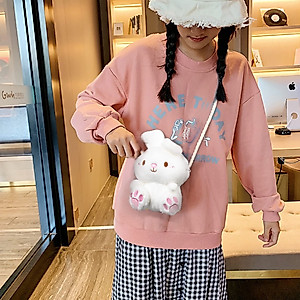 ZIIVARD Plush Bunny Crossbody Messenger Shoulder Bags Cartoon Rabbit Plush Chain Bag (White)