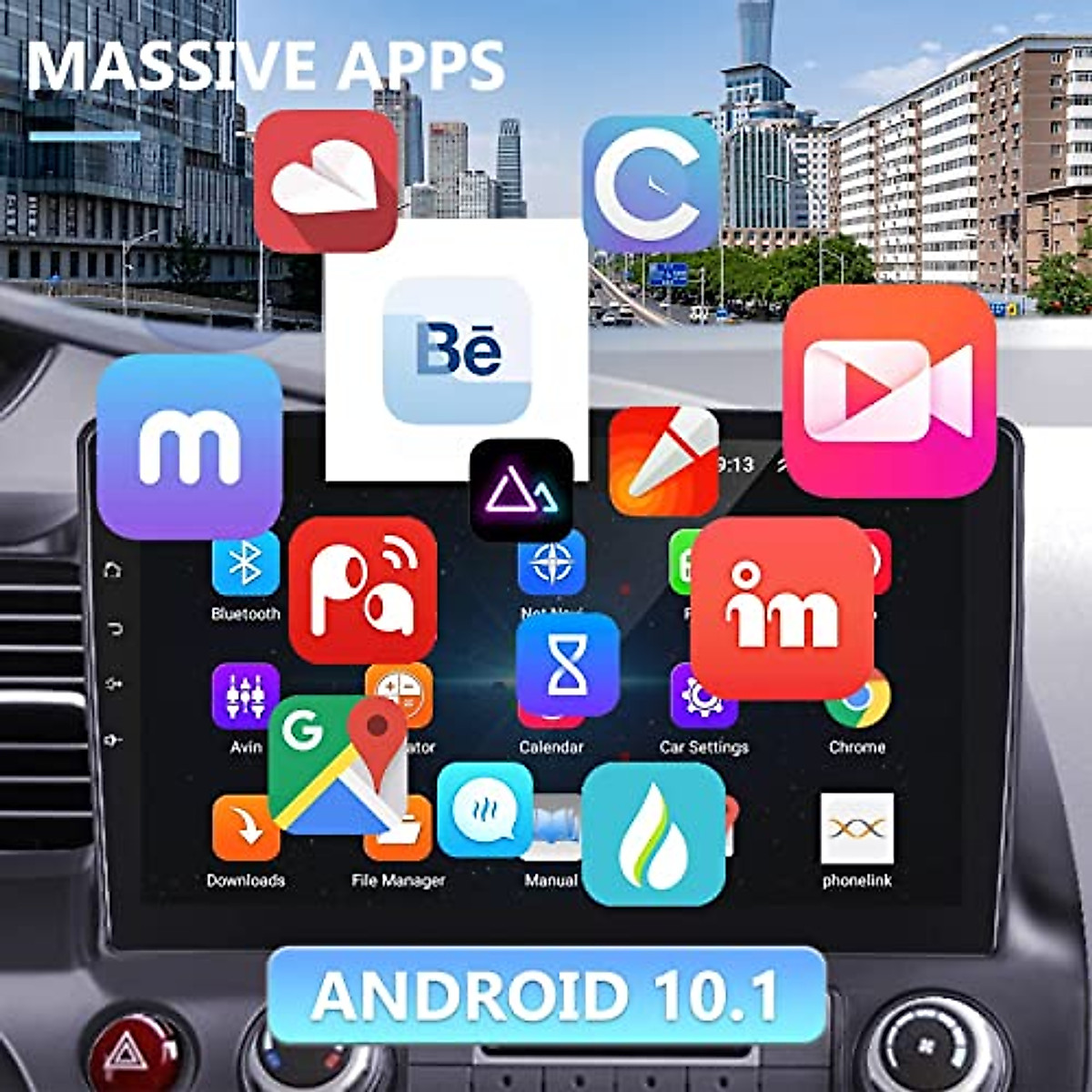Android Car Stereo for Honda Civic 2006 2007 2008 2009 2010 2011 with WiFi GPS Navigation 10.1" HD Touchscreen Autoradio Support Mirror Link Backup Camera Microphone SWC