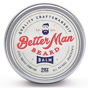 BETTER MAN BEARD Balm - 2 oz All-Natural Moisturizing Beard Balm with Therapeutic Grade Essential Oils & 100% Natural Formula - Balm-01