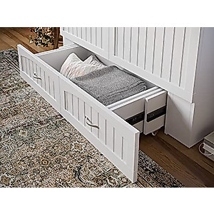 AFI, Southampton Murphy Bed Chest with 6 inch Memory Foam Folding Mattress, Built-in Charging Station and Storage Drawer, Full, White