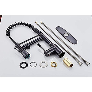 Kitchen Faucets with Pull Down Sprayer - Beelee Oil Rubbed Bronze Kitchen Faucet with Deck Plate, Single Handle Commercial Faucets for Camper Farmhouse RV Kitchen Sink, Grifos De Cocina