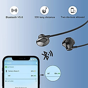 ANRYZAN Bluetooth Headphones Neckband V5.0 10Hour Playtime Lightweight Wireless Headset Sport Ear-Buds w/Mic Earphones Compatible with iPhone Samsung Android for Gym Running (Dark)
