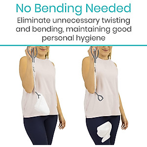 Vive Toilet Wiping Aid Tongs - Self Wiper for Bottom - Self Assist Bathroom Aid for Limited Mobility, Elderly, Pregnancy, Disabled, Shoulder and Back Pain - Long Handled Design - Toilet Accessories