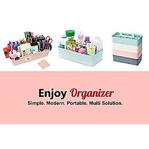 Enjoy Organizer -Large Portable Caddy, DIY Dividers, 8 Compartments, School Office Supplies Home Business Basket with Handle Storage Modern Made in USA (3 PACK, Lavender)