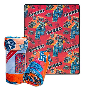 Transformers Throw Blanket Bundle – Transformers Throw Blanket, Tattoos, Wacky Dino Create-A-Face Stickers and More for Boys & Girls (Size 40" x 50")