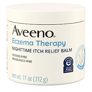 Aveeno Eczema Therapy Nighttime Itch Relief Balm with Colloidal Oatmeal and Ceramide for Dry Itchy Skin, Fragrance-Free Anti Itch Eczema Cream, 11 FL OZ