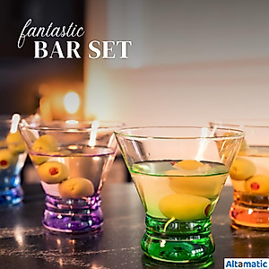 Altamatic Stemless Colored Cocktail Glasses (Blue) | Martinis, Margaritas, any Drink | Bar, Table, or Party | Great Gift | Choice of Four Cool Colors | Easy-to-Hold, Hard-to-Spill, Dishwasher-Safe
