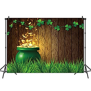 St.Patrick's Day Photography Background Lucky Irish Shamrock Festival Party Banner Wooden Texture Backdrop (8x6FT)