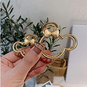 Large Metal Hair Claw Clips (2-Pack), Mouse Lady Thick Hair Barrette, Hollow Non-slip Hair Catch Jaw Clamp for Women Girls