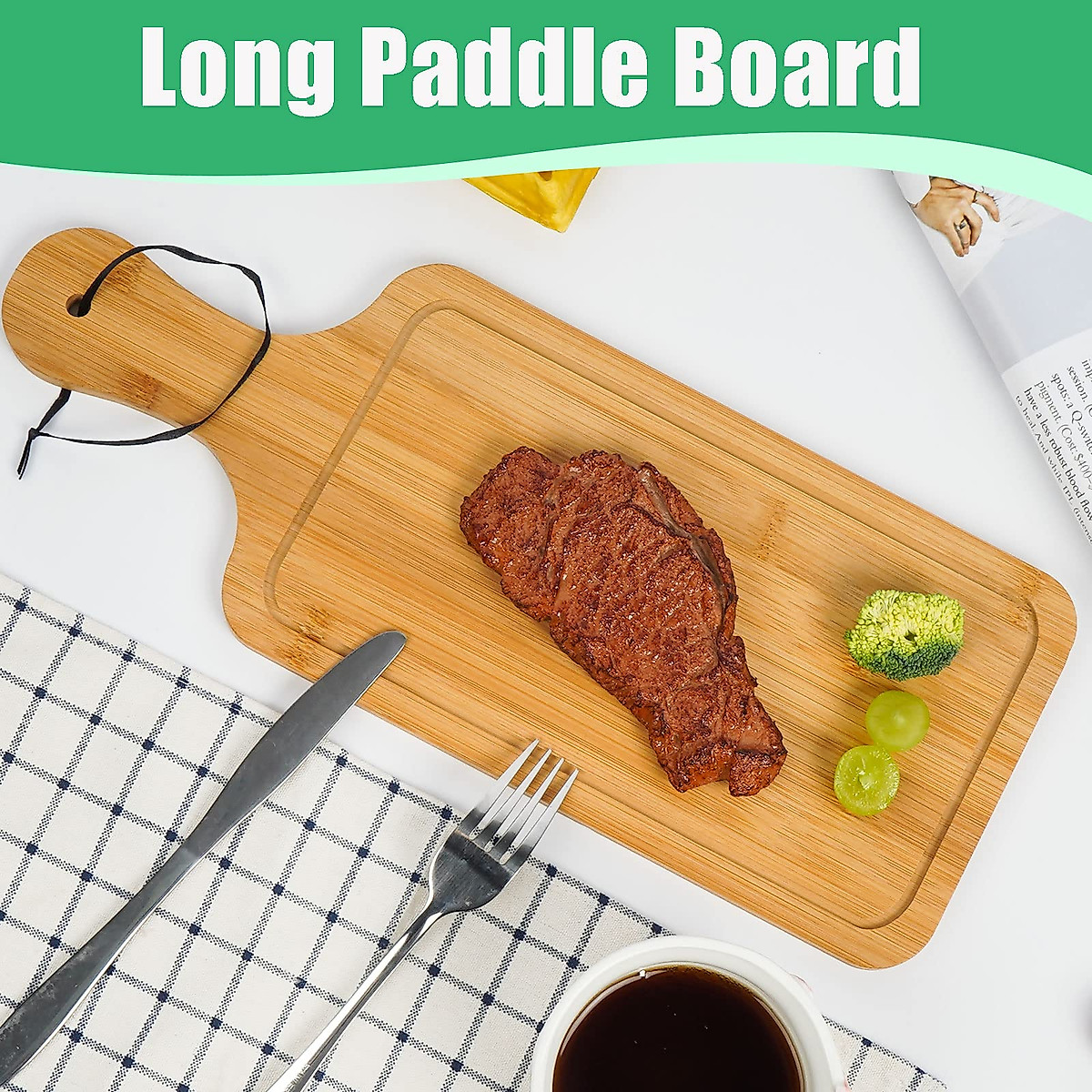 Ricawa Wood Cutting Board Set 3PCS, Kitchen Bamboo Cutting Board, Chopping Board with Juice Groove and Handle – Wood Serving Tray for Meet, Bread, Pizza, Cheese, Fruit &Vegetables(3 Pack, 3 Style)