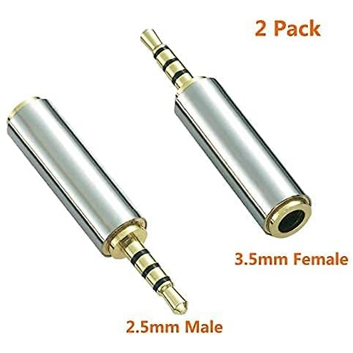 Adhiper Replacement 2.5mm to 3.5mm Stereo Jack Cable Adapter，for Headphone, Tablets, 4 Poles Jack Stereo Adapter for Stereo Audio Jack Adapter Cable，2.5mm to 3.5mm Adapter (2 Pack)
