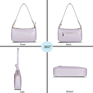 NIUEIMEE ZHOU Shoulder Bag for Women Retro Vegan Leather Classic Clutch Tote HandBags Purses with Zipper Closure (Purple)