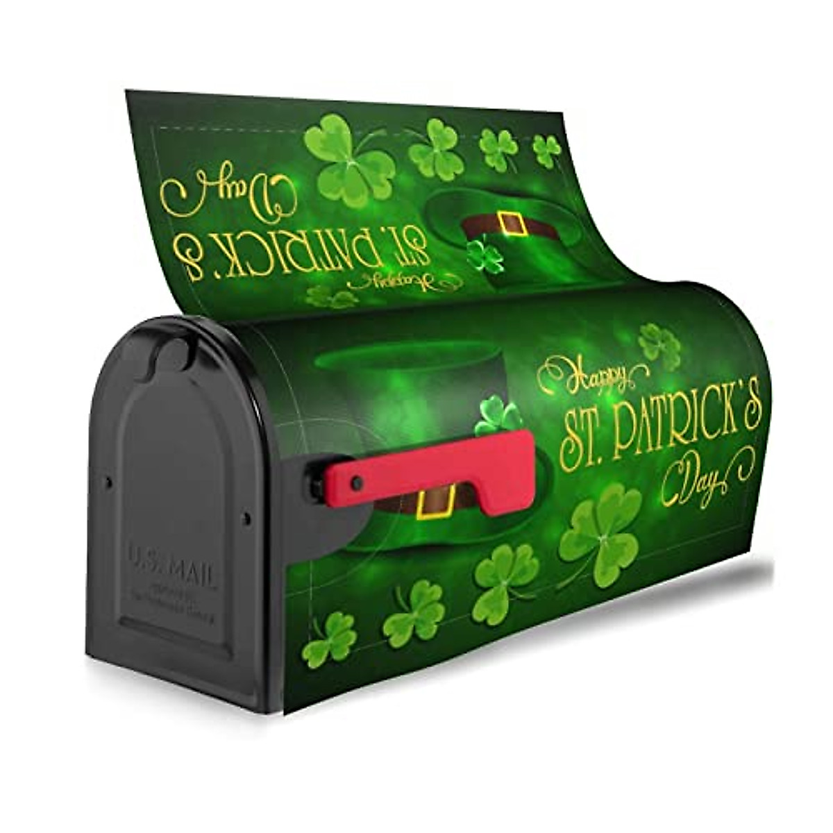 St Patricks Day Mailbox Covers Magnetic 21" X 18" Lucky Shamrocks Clover Mailbox Standard Size Mailbox Wraps Waterproof Post Letter Box Cover Christmas Decorations for Garden Outdoor