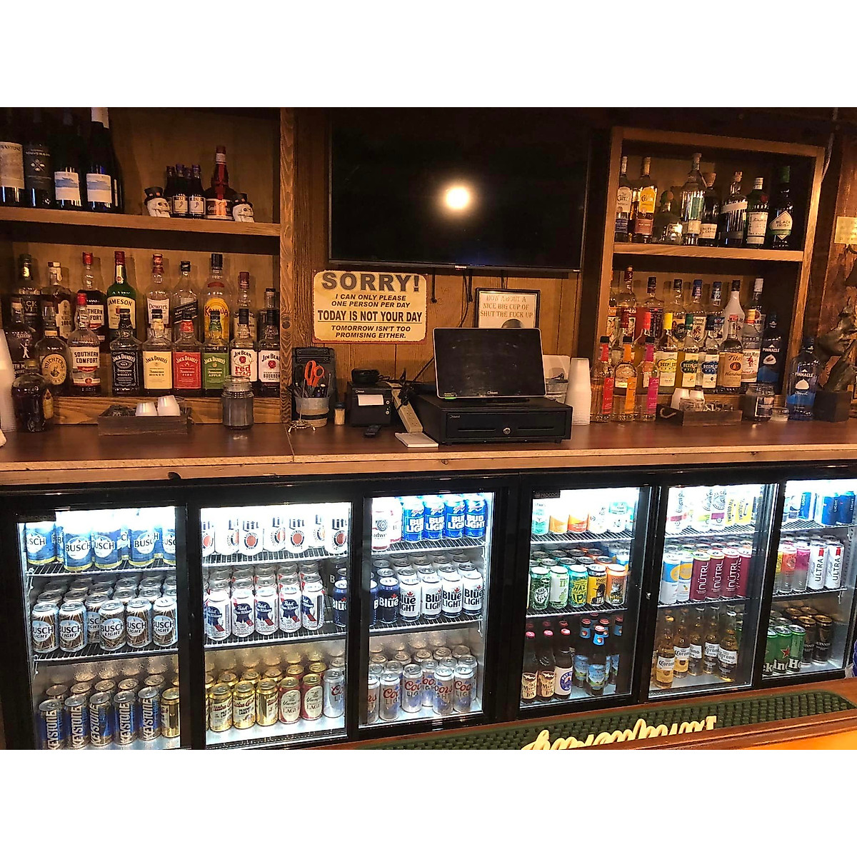 New Procool Refrigeration Sliding 3 Door Back Bar Beverage Cooler; 54" Wide Counter Height Refrigerator