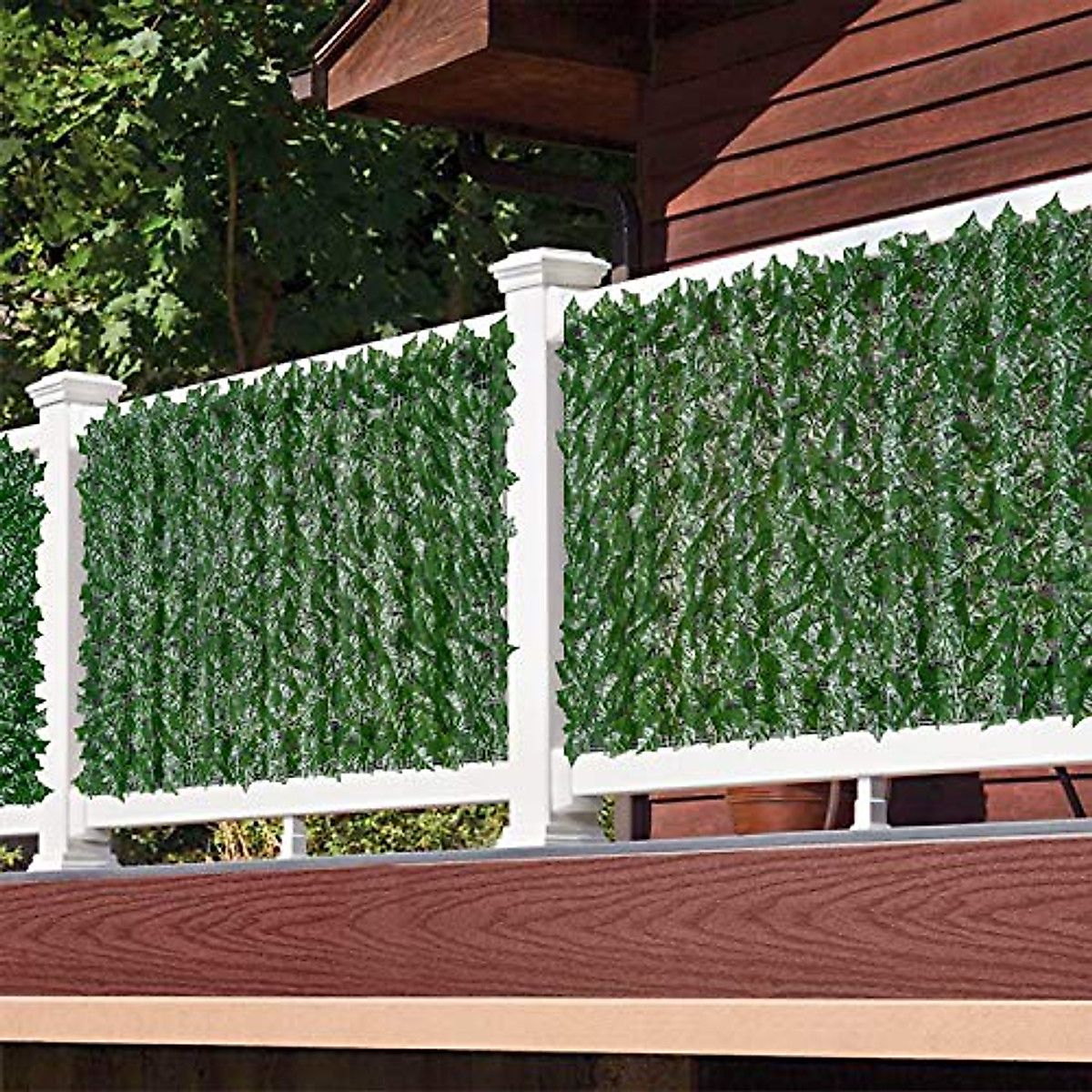 Lvydec Artificial Ivy Privacy Fence, 118" x 39" Artificial Hedges Fence and Faux Ivy Vine Privacy Screen Decoration for Outdoor Garden Porch Patio