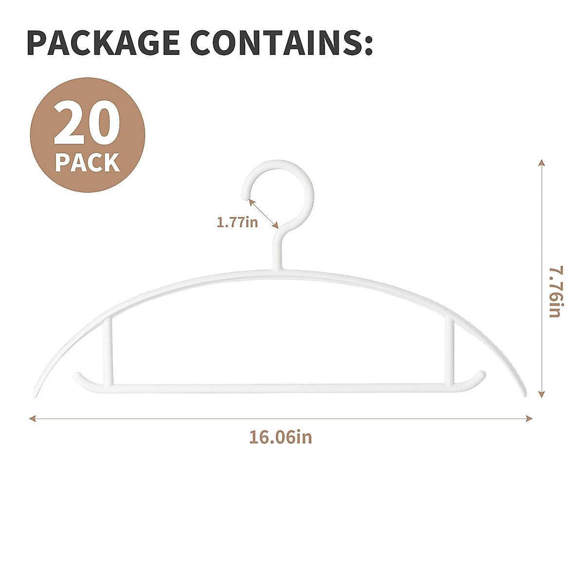 COZIHAUS 16-Inch Clothes Hangers 20 Pack, No Shoulder Bumps Hanger, Non-Slip, Space Saving, High-Strength Skin-Feel Plastic Hangers for Coats, Pants, Suits, Shirts, Sweaters, Dresses (20 Pack, White)
