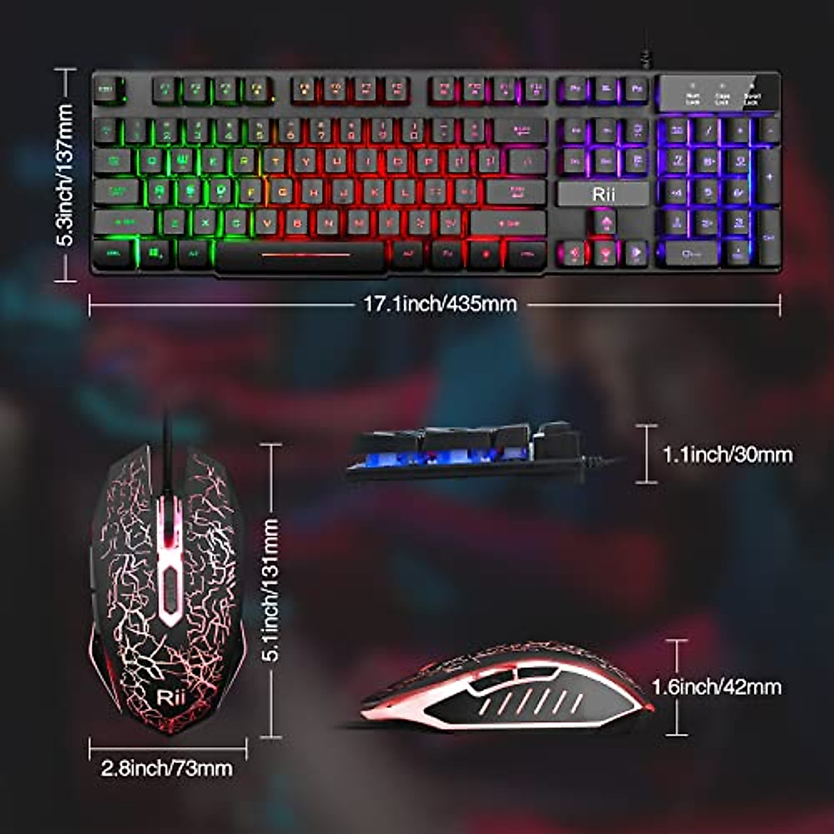 Rii Gaming Keyboard & Mouse Set | LED Backlit