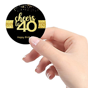 Sumerk 48 PCS Cheers to 40 Stickers Large Bottle Stickers 40th Birthday Stickers Card Seals 2 INCHES Round Happy Birthday Party Favors Stickers