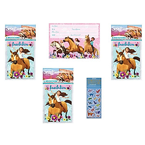 Unique Spirit Riding Free Horse Birthday Party Supplies Bundle includes 24 Party Invitations with Envelopes