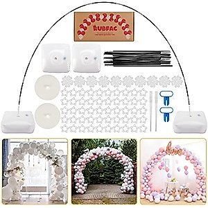 RUBFAC Balloon Arch Stand, 10ft Wide Adjustable Balloon Arch Kit with Water Fillable Base, 60pcs Balloon Clip, Balloon Strip, Tie Tool, for Wedding Birthday Party Supplies Halloween Decoration