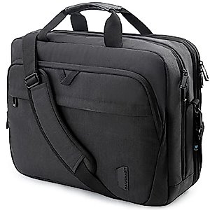 18 Inch Laptop Bag,BAGSMART Expandable Briefcase,Computer Bag Men Women,Laptop Shoulder Bag,Work Bag Business Travel Office,Lockable (Black-18.4 inch)