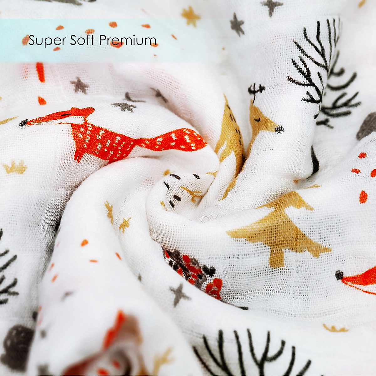 upsimples Baby Swaddle Blanket Unisex Swaddle Wrap Soft Silky Bamboo Muslin Swaddle Blankets Neutral Receiving Blanket for Boys and Girls, 47 x 47 inches, Set of 4 - Fox/Elephant/Giraffe/Dinosaur