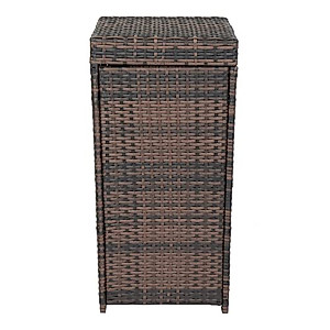 KECKS Brown Gradient with Top Cover Iron Frame Rattan Trash Can