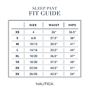 Nautica Womens Sleep Pants - Long Length, Breathable Pajama Bottoms - Cotton Knit Jersey Sleepwear and Loungewear - Navy - 3X