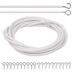 Trimming Shop 10 Metres Curtain Wire with 10 Pair of Hook & Eyes Set, Multi-Purpose Voile Curtain Wire Cable, Cord Cable Hook and Eyes