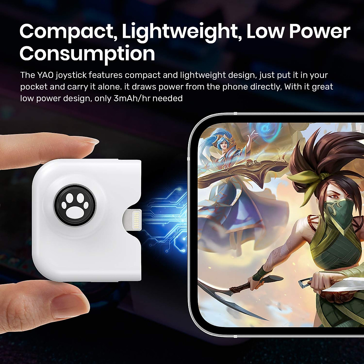 IFYOO YAO L1 Pro Mobile Game Controller Joystick for iPhone (iOS 13.4 or Later), Gaming Gamepad for PUBGG Mobile, Call of Duty Mobile(CODM), Wild Rift, Genshin Impact, with 2 pcs Finger Sleeve - White