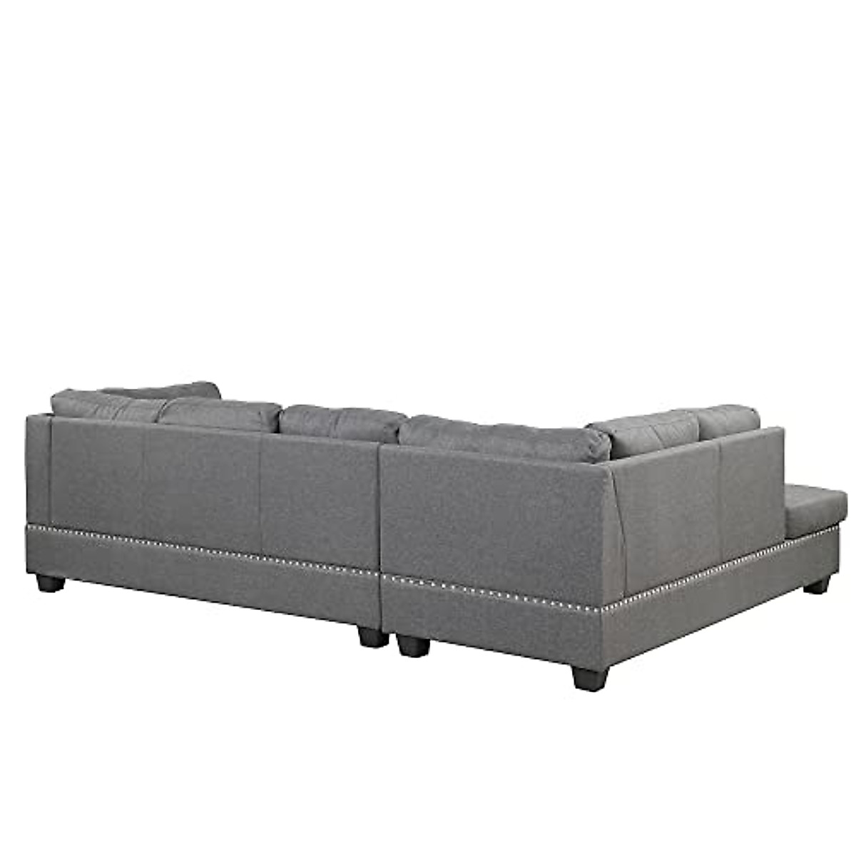 Reversible Modular Sectional Sofa,Longue Chaise,Rivet Ornament L-Shape Corner 5-Seat Couch Upholstered Sofá with Storage Ottoman&2 Cup Holders for Living Room Furniture Sets