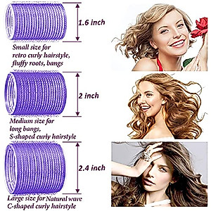 KHTD Hair Rollers Curlers for Long Hair,Large Self-Grip Hair Rollers Set including 27 Curlers, 12 Duckbill Clips, with Comb, Hairdressing Curling Tools(9 Jumbo+9 Large+9 Medium)