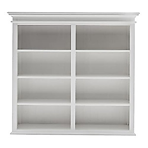 NovaSolo Halifax Mahogany Solid Wood Buffet Hutch Unit with 8 Shelves in White