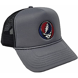 Ripple Junction Grateful Dead Steal Your Face Grey Corduroy Structured Adjustable Trucker Hat with Embroidered Patch