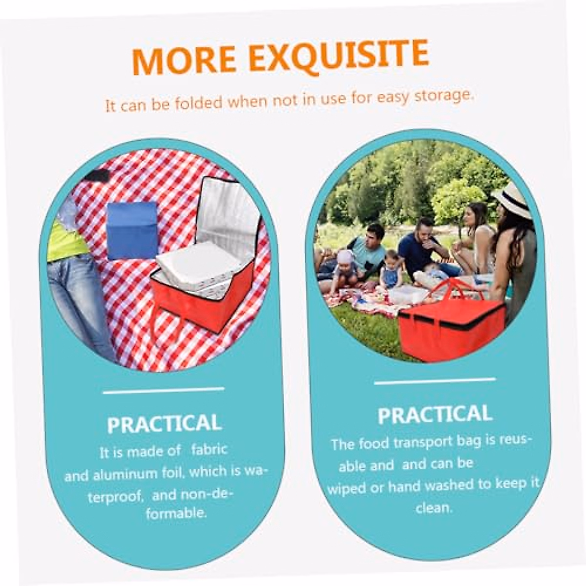 KICHOUSE Insulation Bags Shopping Tote Pizza Warmer Bag Food Warmer Bag Insulated Food Bag Transport Tote Water Resistant Bag Picnic Strap Bag Reusable Food Bag Red Non-woven Fabric