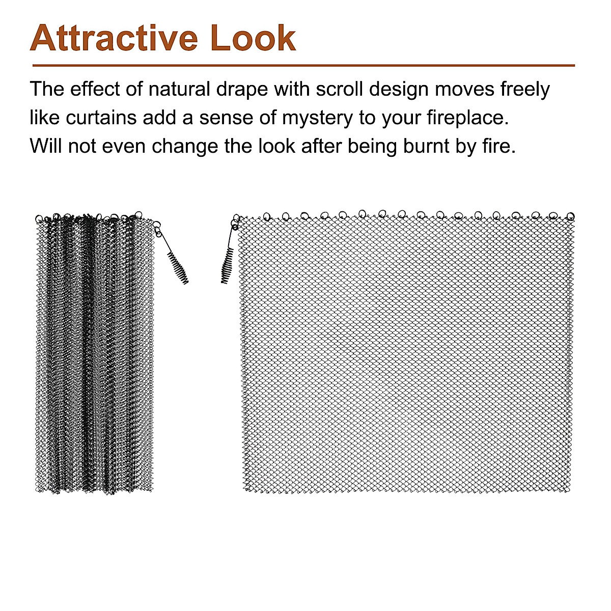 LegendFlame Fireplace Mesh Screen Curtain 22” High, Two 24" Wide Panels, Black Matte, SP62-22