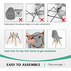 Furniwell Pre Assembled Modern Style Dining Chair Mid Century Modern DSW Chairs, Indoor Plastic Shell Lounge Plastic Chairs Side Chairs Set of 4 (Grey)