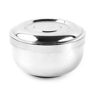 QSHAVE Stainless Steel Shaving Bowl with Lid 4 Inch Diameter Large Deep Size Chrome Plated Shinning Finish