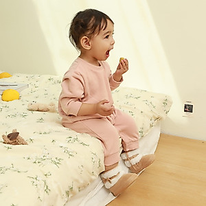 ESTAMICO Baby Girl Plush Winter Snow Bowknot Boots Khaki 3-6 Months